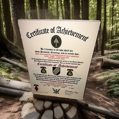 U.S. ARMY - JOINT SPECIAL OPERATIONS COMMAND - CERTIFICATE OF ...