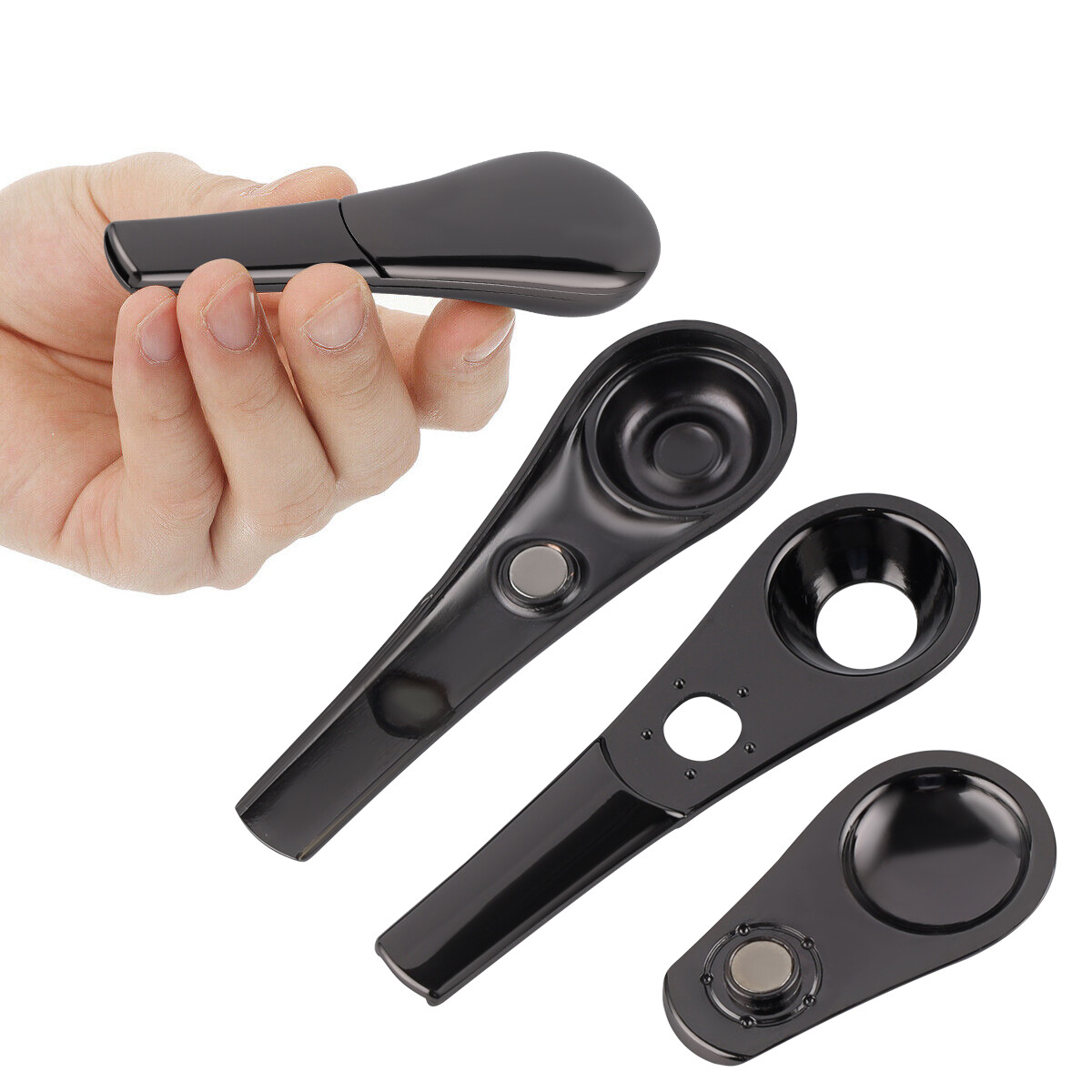Portable Magnetic Metal Spoon Smoking Pipe Silver With Gift Box- FAST ...