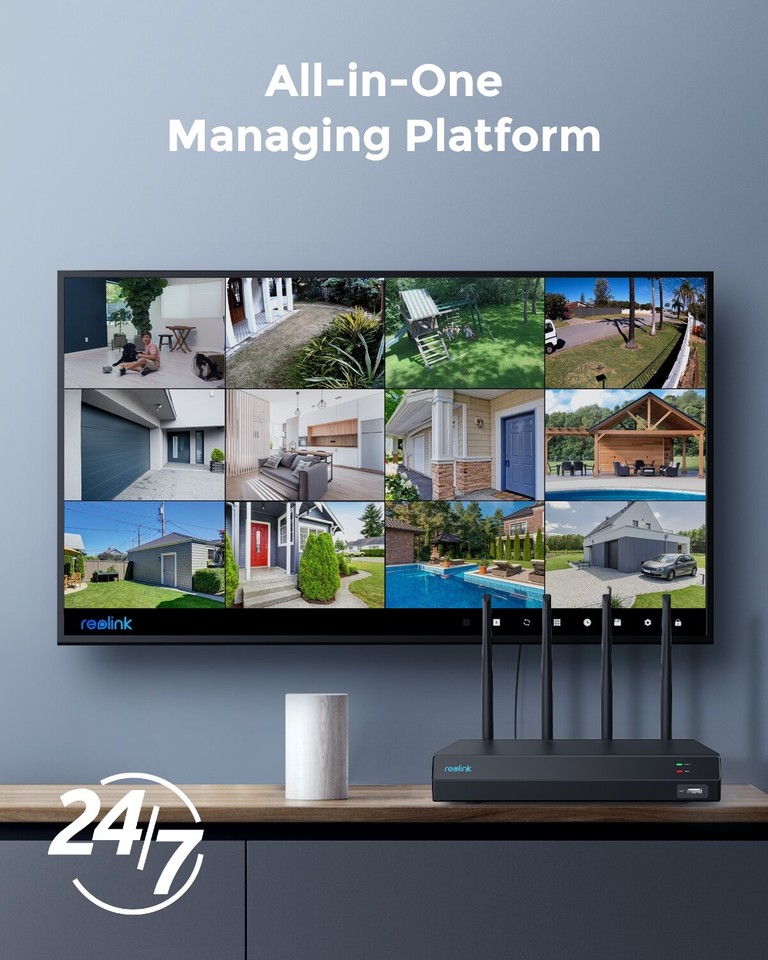 Reolink RLN12W 4K 16CH WiFi NVR 24/7 Recording for CCTV Security Camera ...