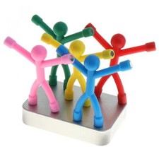 8pcs Bendable Magnetic Q-man Toy Flexible Rubber Figures Holding Papers ...