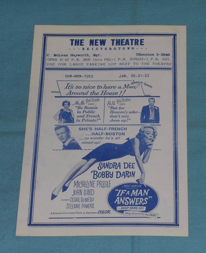 original NEW THEATRE Reisertown MD movie theater handbill program ...