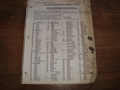 1984 Hollander Interchange Number History 49th Edition to 50th Edition ...