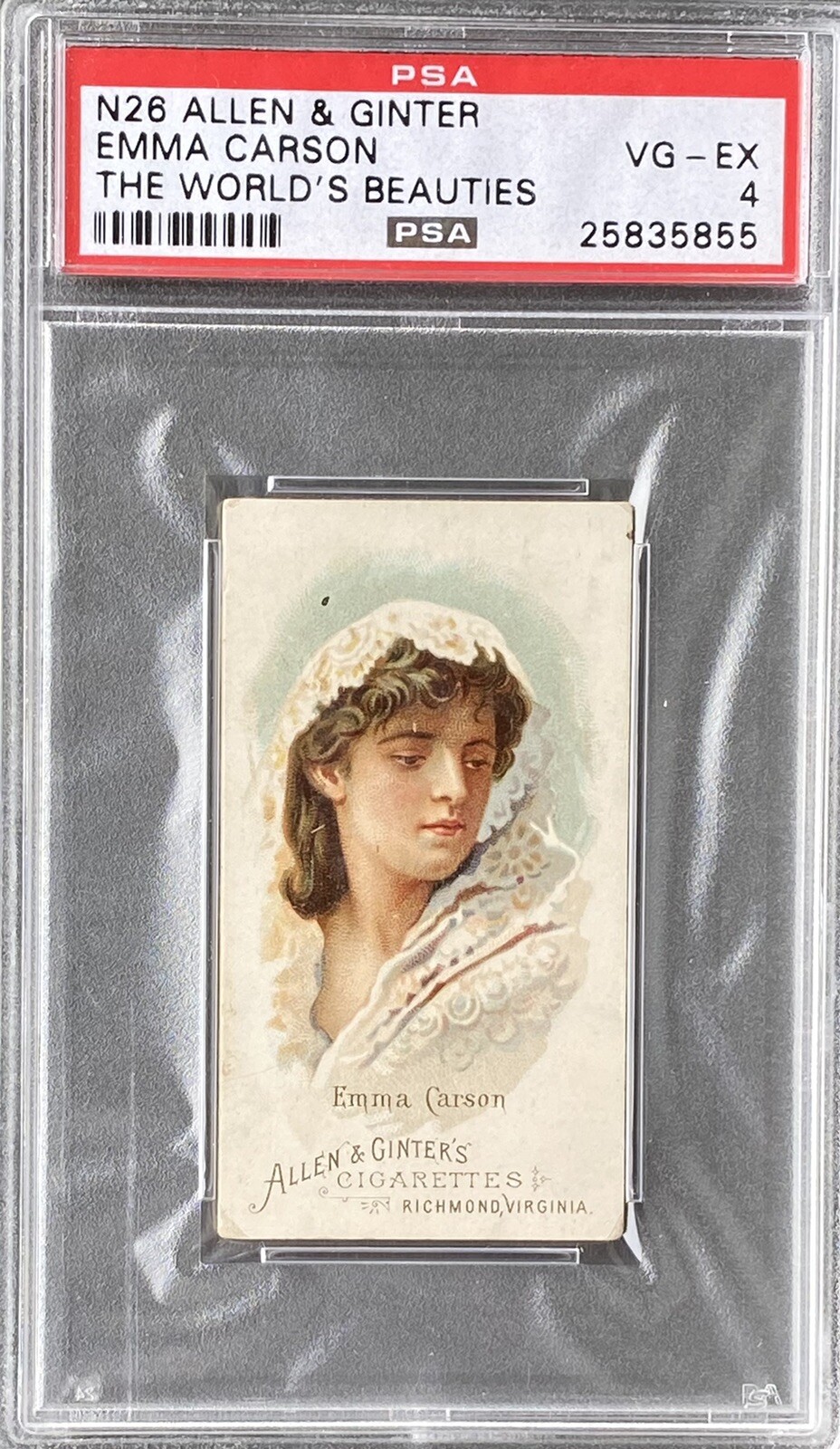 1888 N26 Allen & Ginter World’s Beauties EMMA CARSON PSA 4 VG-EX | eBay