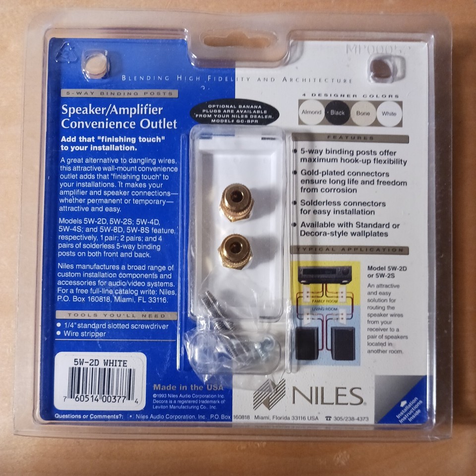 Niles Speaker/Amplifier Convenience Wall Outlet BRAND NEW 5w-2d white.7 ...