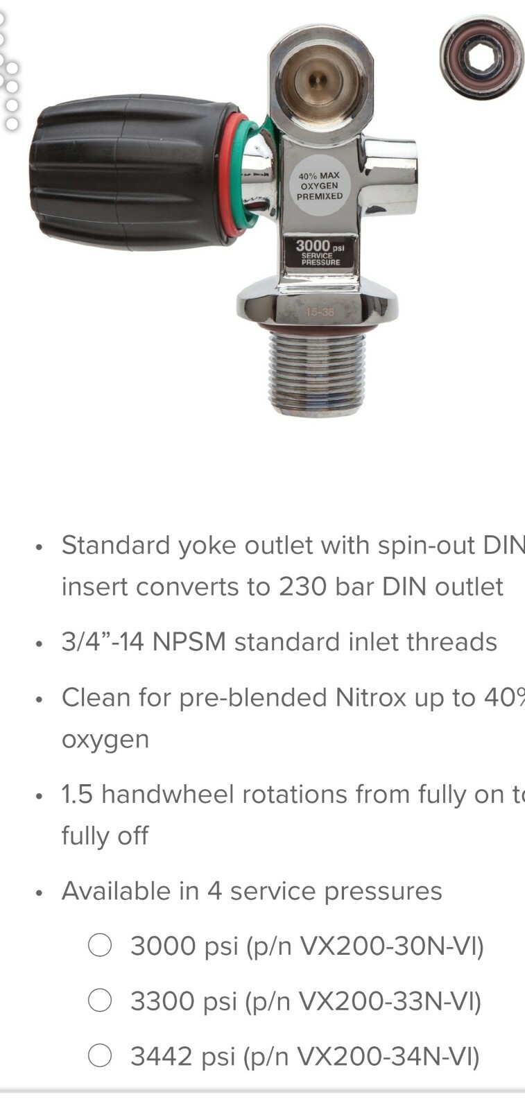 XS Scuba Vx200-30n-vi Valve Pro 3000 PSI for sale online | eBay