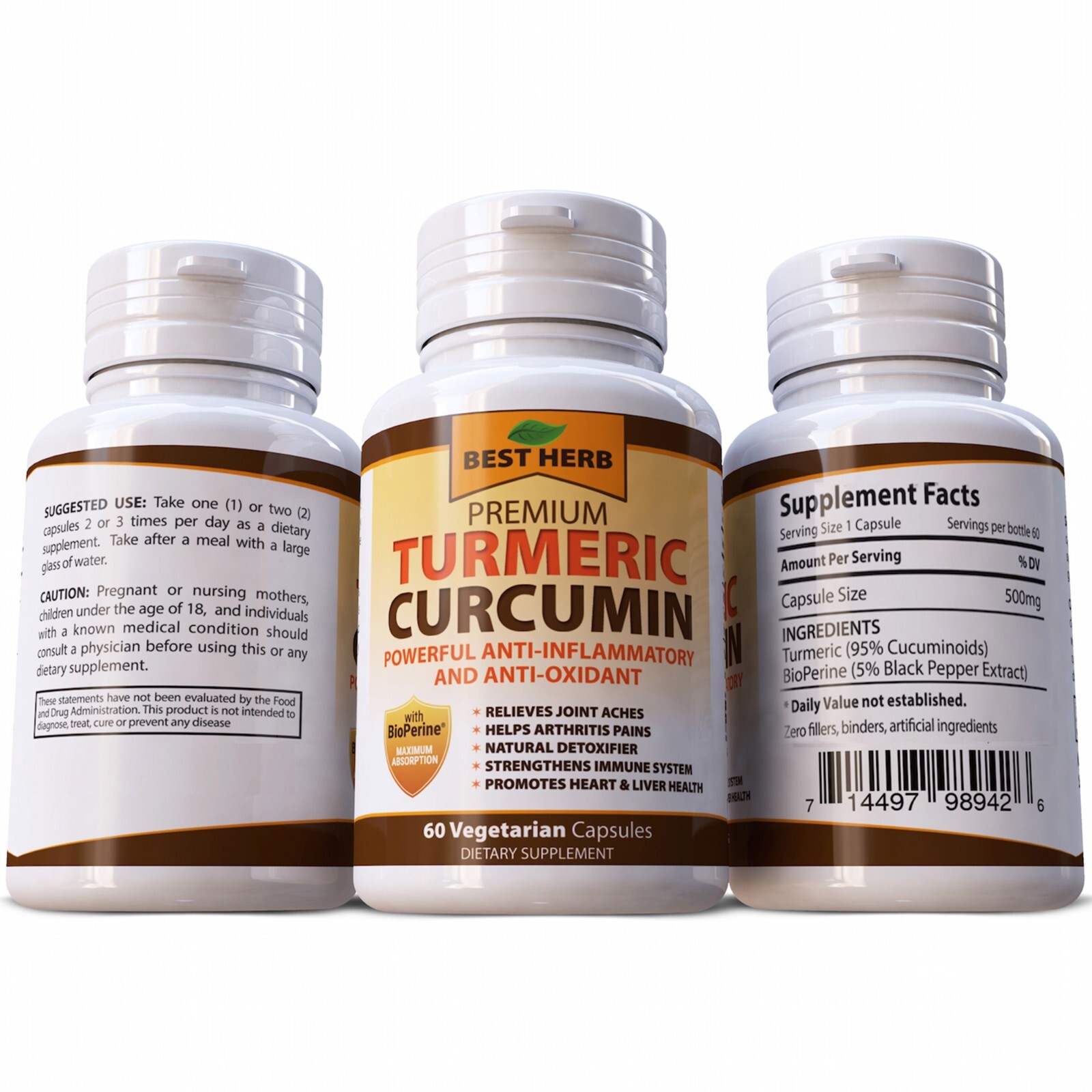 360 X ORGANIC CAPSULES TURMERIC PILLS 95% CURCUMIN PIPERINE BLACK ...
