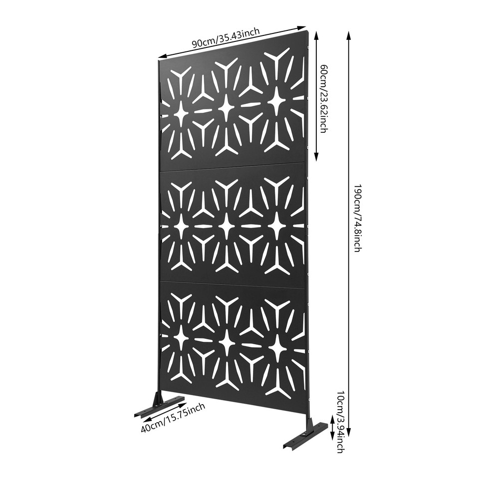 3 Pieces Black Room Divider Panel Steel Room Dividers Screen Home ...