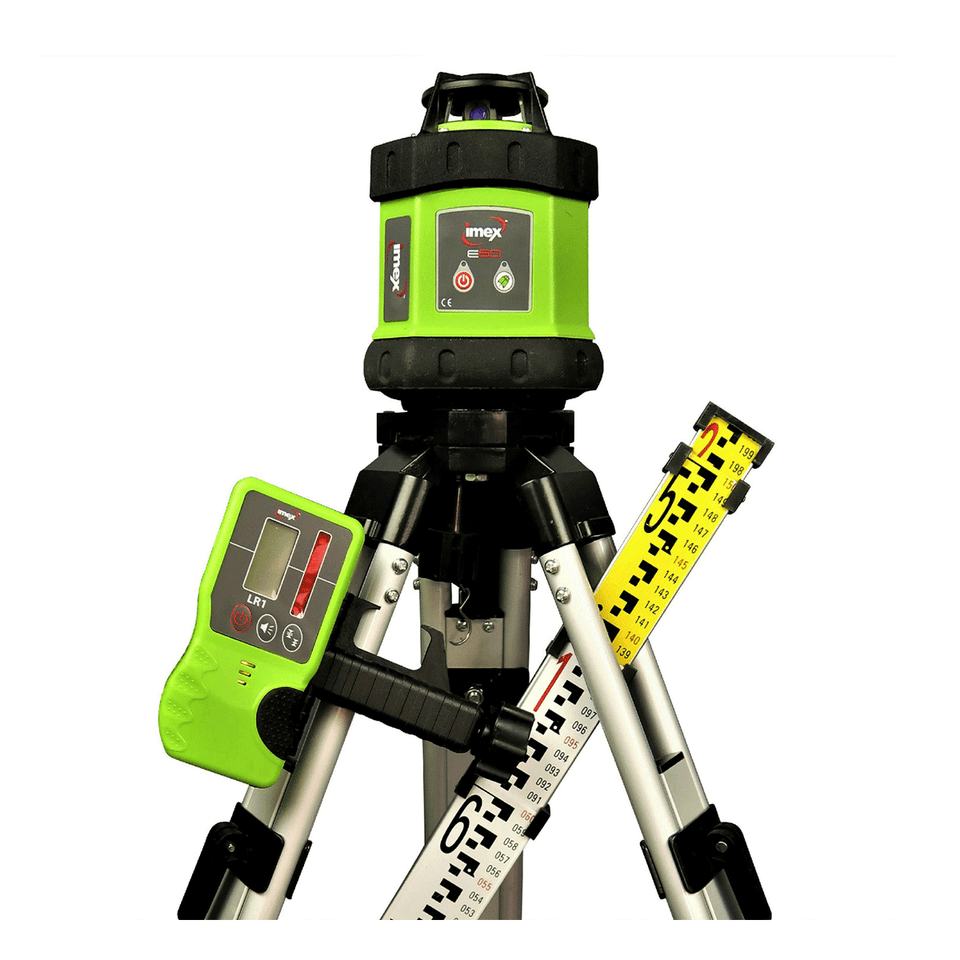 Imex E60 Rotating Laser Level Kit with Tripod, Staff & LR1 Detector ...