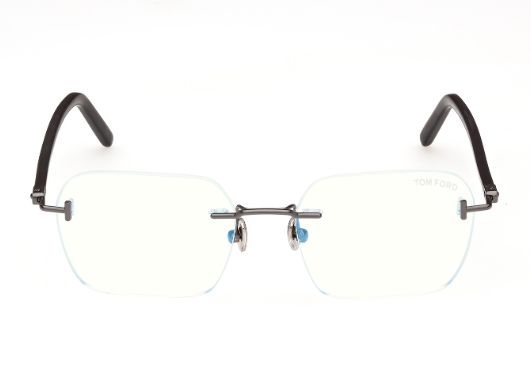 Tom Ford FT5934-B 012 Black-Dark Ruthenium/Blue Block Lenses Men's ...