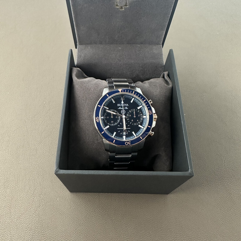 Bulova 98B301 Men's Marine Star/Blue Dial Chronograph Quartz Watch 45mm ...