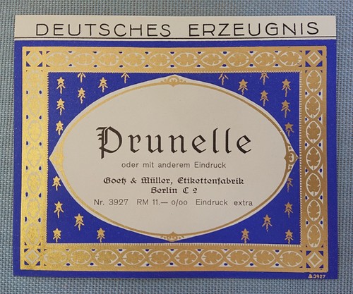Old Schnapps Label Sample Label Prunelle Goetz & Müller Berlin | eBay