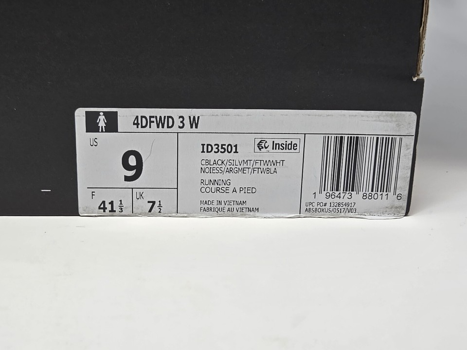 adidas 4DFWD 3 Womens Sizes Black Silver Metallic White Running Shoes ...
