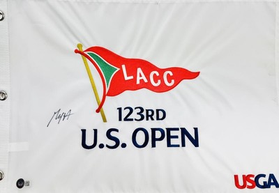 MAX HOMA SIGNED 2023 U.S. OPEN GOLF PIN FLAG AUTOGRAPH 2024 MASTERS ...