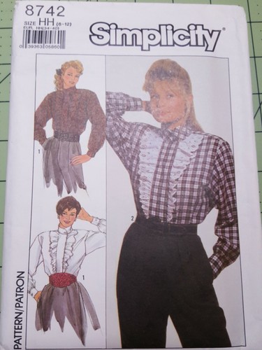 Vintage Simplicity Pattern 8742 Front Ruffle Modest Blouses Size 6 8 10 ...