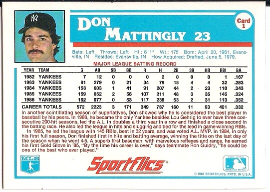 1987 Sportflics VAR Cards with 1987 Copyright Variation You Pick ...
