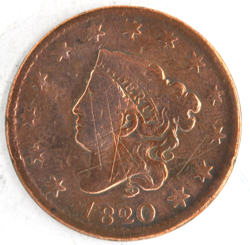 United States 1820/19 One Large Cent Copper Coronet Head Philadelphia ...