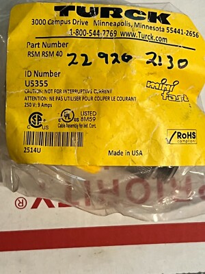 nos RSMRSM40 TURCK RSM RSM 40 MOLDED TEE surplus | eBay