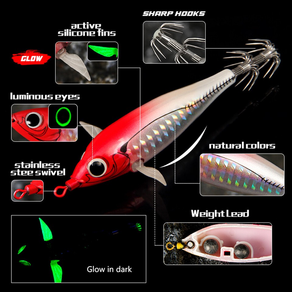 83mm Luminous Squid Lures Octopus Bait Fish Shaped Realistic for ...