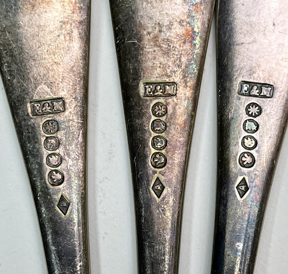 x3 Antique Large Heavy EPNS Hallmarked Spoons - Maker Looks To Be ...