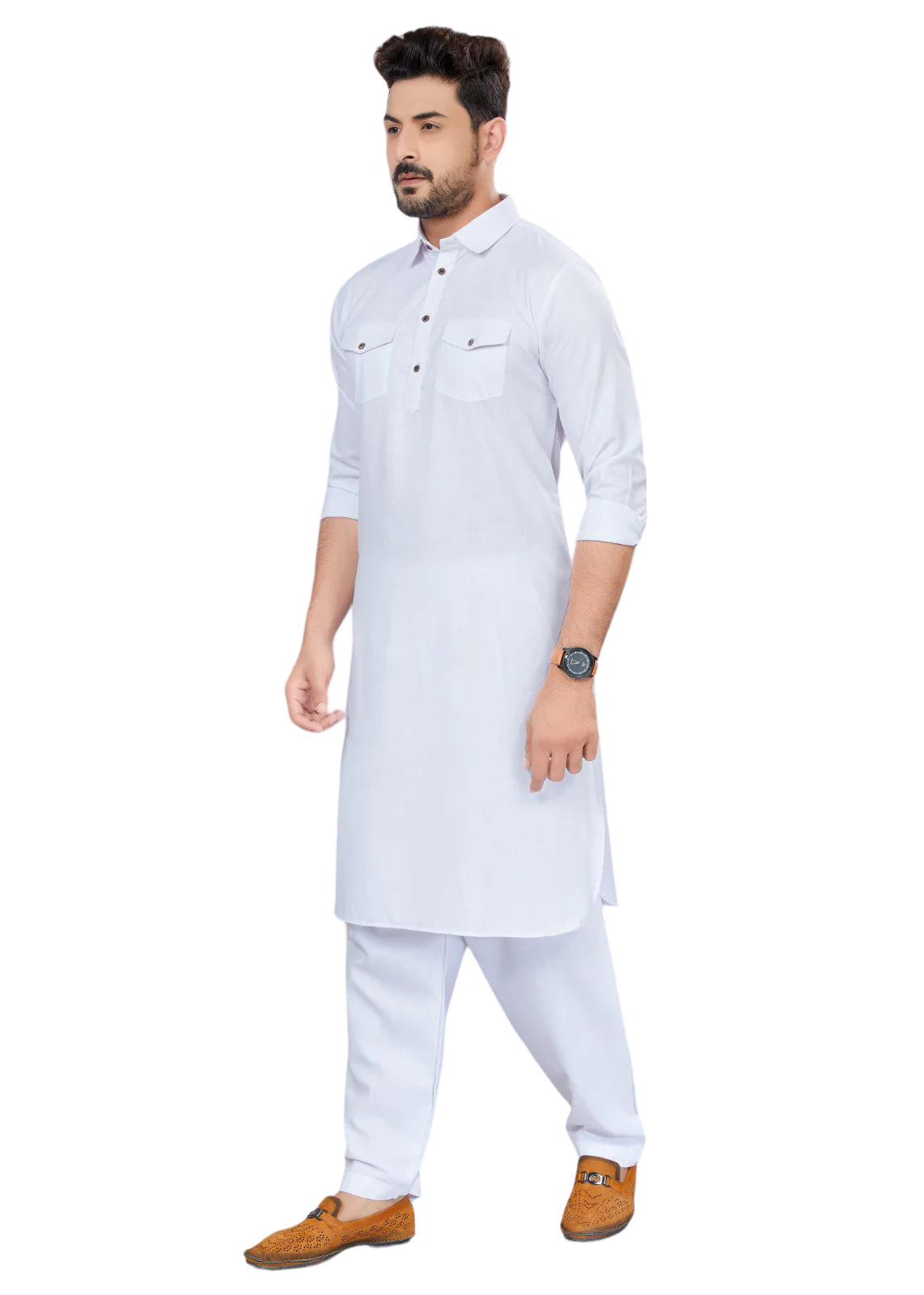 Traditional White Pathani Cotton Kurta Pajama Outfit | eBay