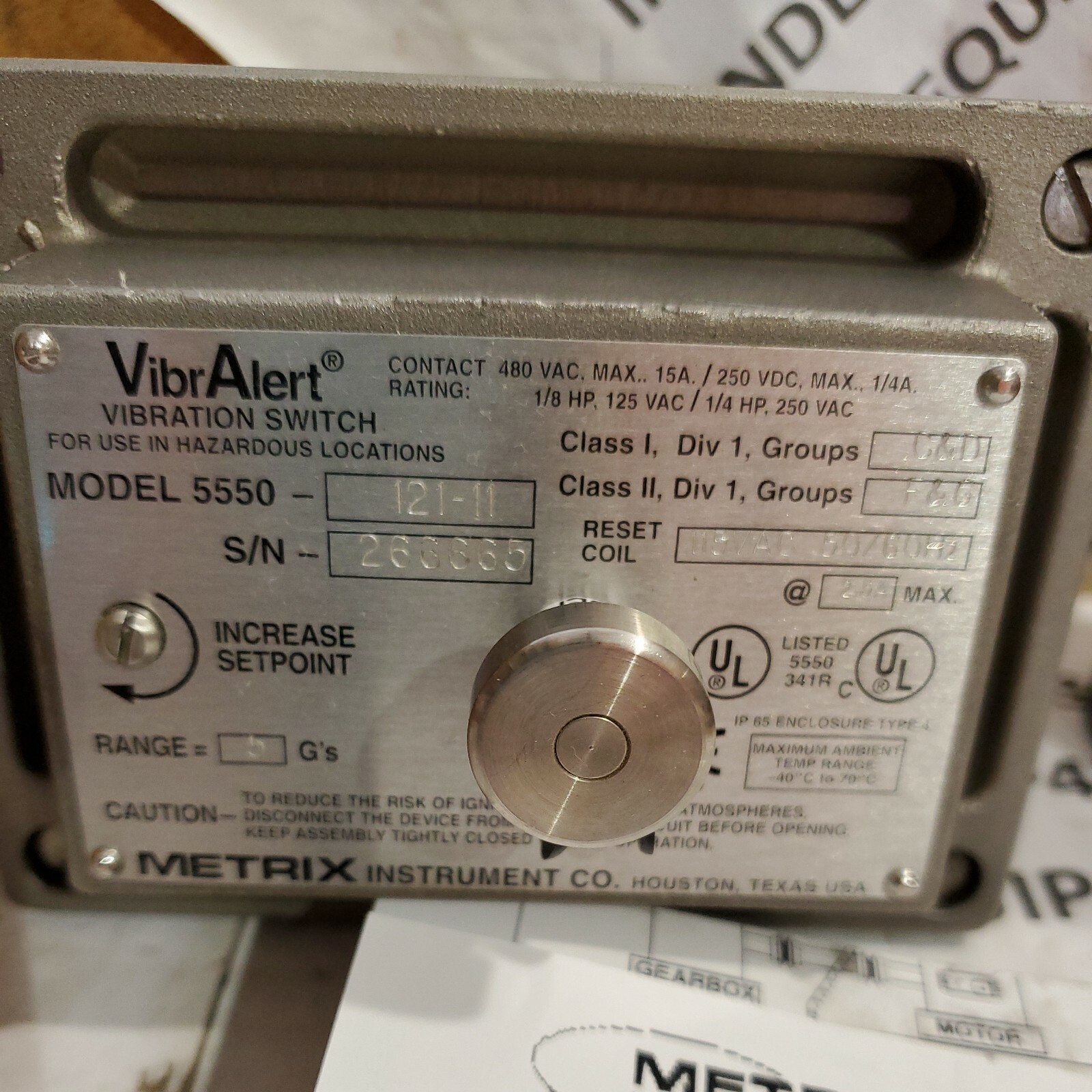 METRIX VIBRA ALERT VIBRATION SWITCH 5550-121-11 for sale online | eBay