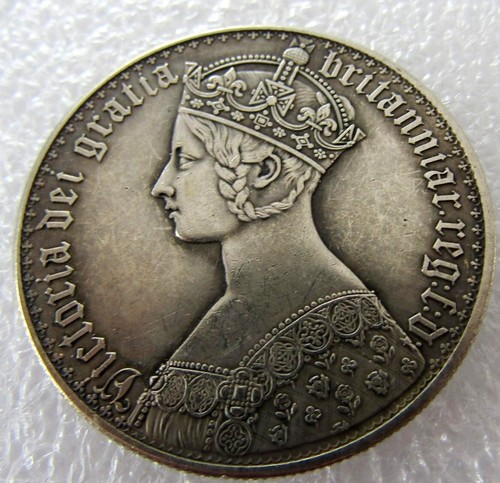 1853 Queen Victoria Gothic Florin 1Oz Antique Silver Finish Brass Token ...