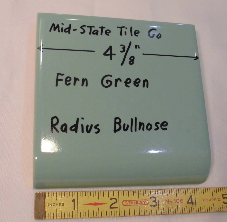 1: Fern Green Radius Bullnose Ceramic Tile 4-3/8" by Mid-State: Glossy ...