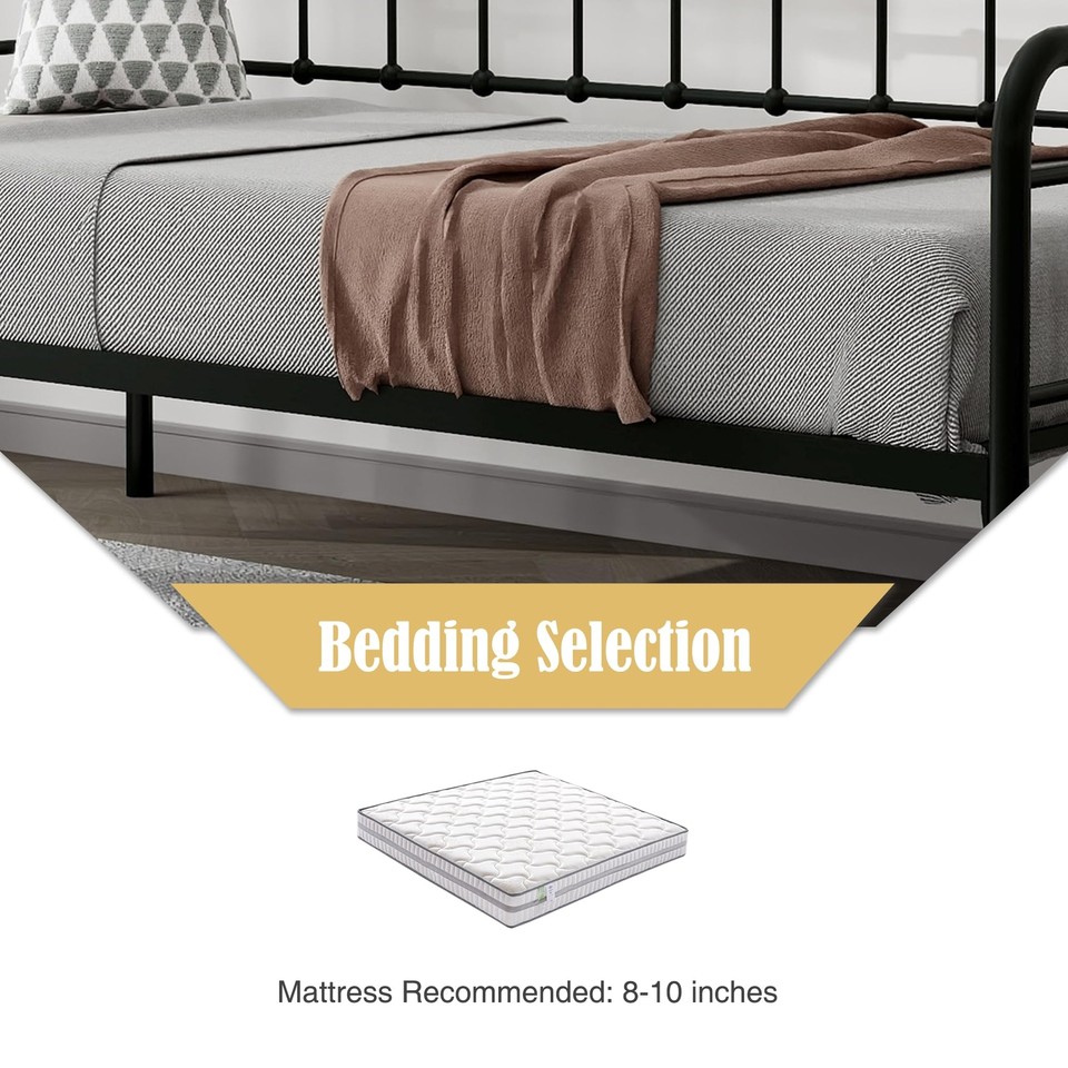 Functional Twin Size Japanese Black Metal Daybed - Versatile Single Bed ...