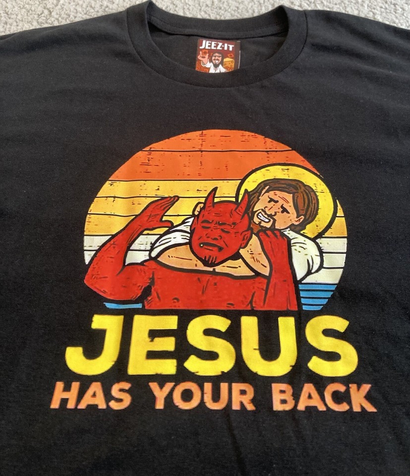 “Jesus Has Your Back” Devil Choke Men’s Black Tee NWT Size Small | eBay