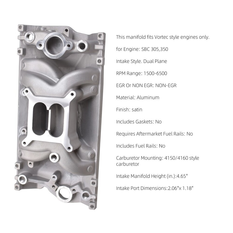 1996+ Small Block Chevy SBC 350 Dual Plane Vortec Air Gap Intake ...