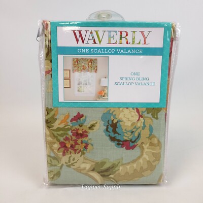 Waverly One Scallop Valance Spring Bling Vapor 52" x 18" Floral New | eBay