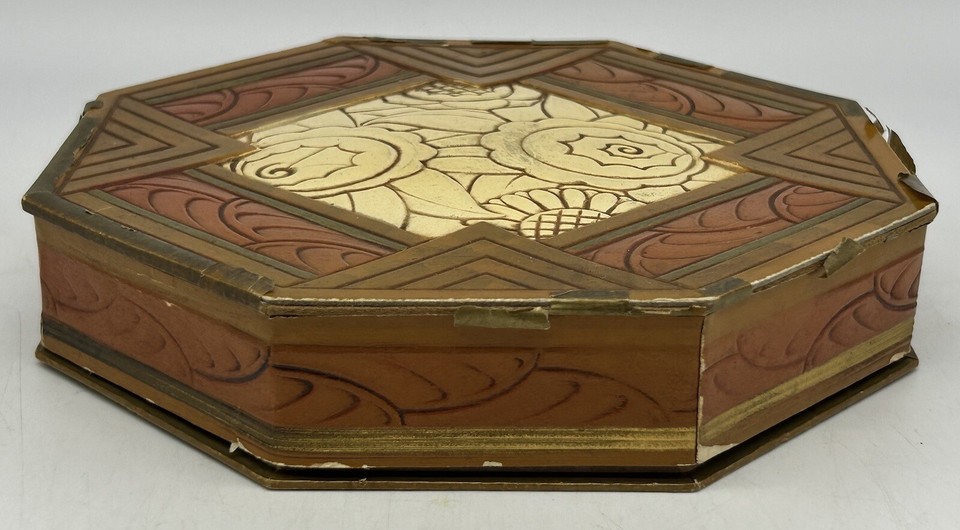 French Art Deco Floral Cardboard Box, Octagon, Flower | eBay