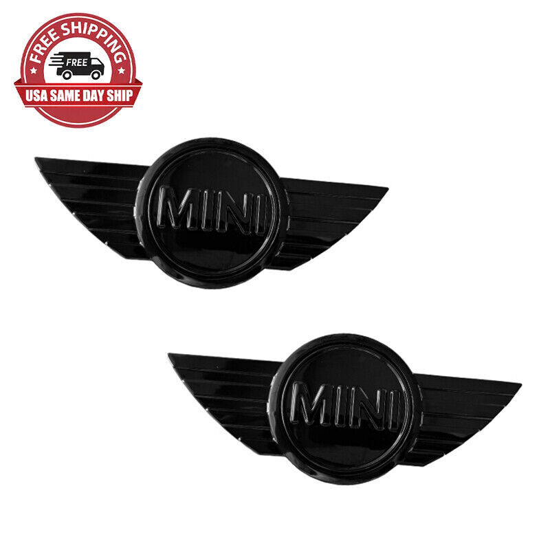 Mini Cooper Black Emblem 2 Pcs Bonnet Badge Sticker JCW R53 R55 R56 R57 ...