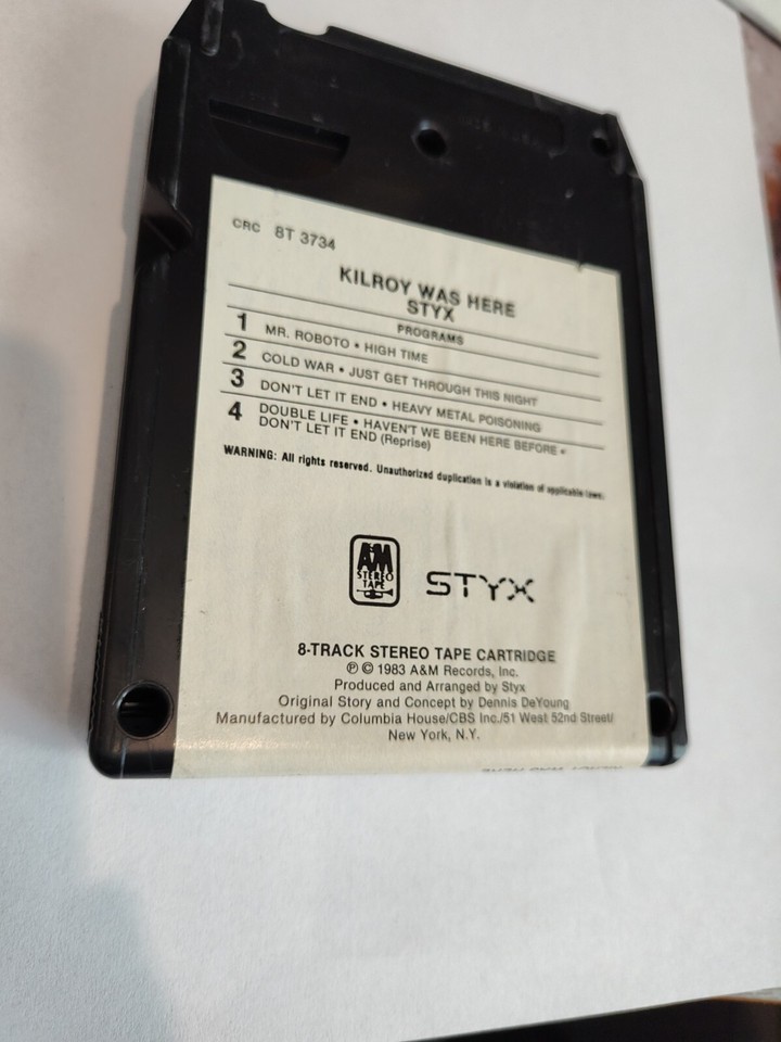 Styx 8 Track Tape Kilroy Was Here Vtg Rare Untested 1983 A&M Records Mr ...