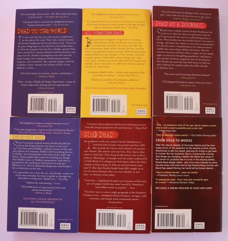 SOOKIE STACKHOUSE SERIES by CHARLAINE HARRIS LOT of 6 # 3 - 8 (True ...