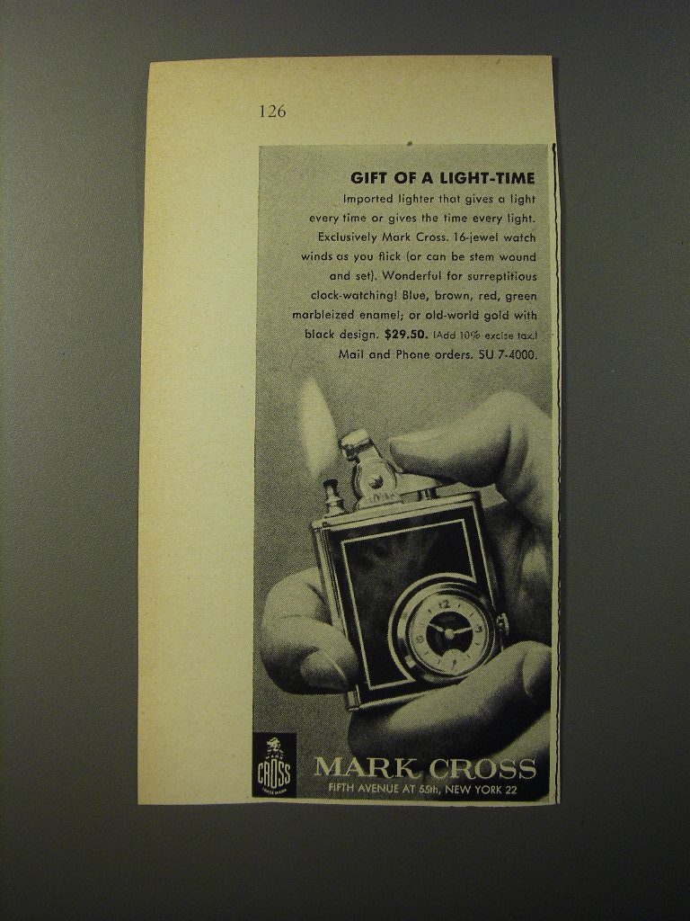 1953 Mark Cross Cigarette Lighter Advertisement - Gift of a light-time ...