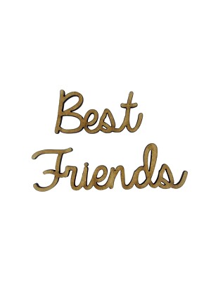 8x Best Friends Words 6cm Wood Craft Embelishments Laser Cut Shape MDF ...