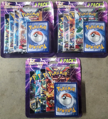 Pokémon TCG Lightning Set Box 4 Packs & 1 Bonus Card (MIXED LOT OF 3 ...