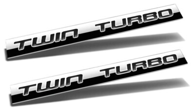 2x 3D Chrome Silver&Black TWIN TURBO Car Emblem Trunk Lid Sport Decal ...