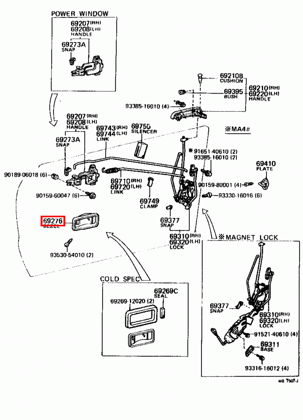 Genuine Corolla Trueno KE36 KE35 KE30 Front Interior Door Handle Bezel ...