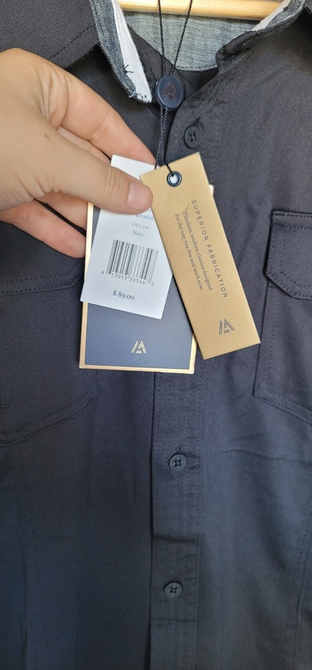 Marc Asher New York Mens Navy Button Shirt Pocket Rolltab Nwt 2081 | eBay