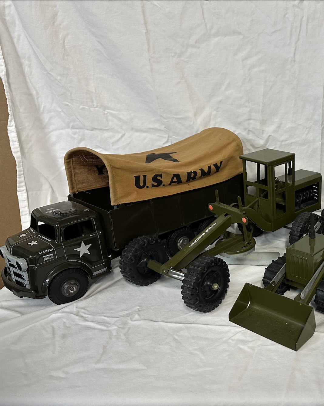 Vintage Buddy L Army Engineers Dump Truck, c. 1950 & Marx Lumar ...