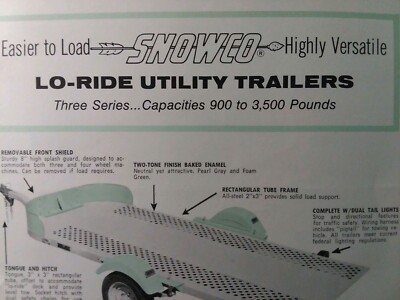 Snowco Lo-Ride Utility Trailers ser 48 54 66 Color 1970 Sales Brochure ...