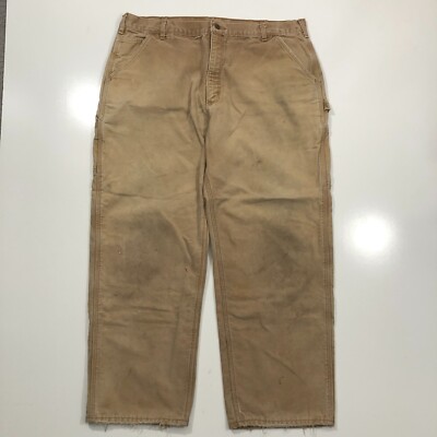 Carhartt Flannel Lined Pants Mens 40 x 31 Duck Cavas Workwear B111 BRN ...