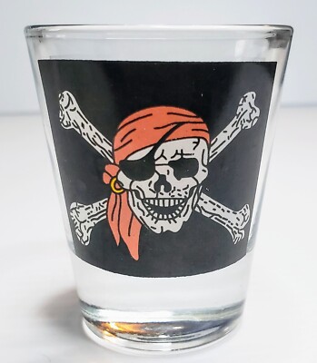 Skull w/ Eye Patch & Cross Bones Shot Glass 💀 Pirates Flag Shot Glass 2 ...