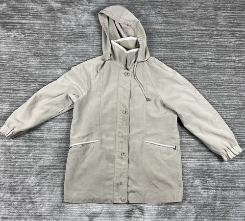Fitz Wright Jacket Womens Medium Beige Longsleeve Coat Detachable Hood | eBay
