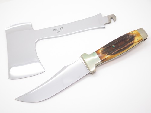 Vintage 1965-69 Case XX 561 DeLuxe Stag Hatchet Fixed Blade Axe Knife ...