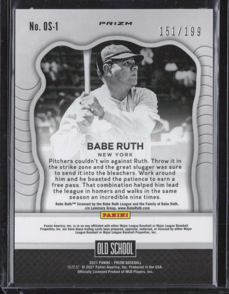Babe Ruth 2021 Panini Prizm Baseball Quick Pitch Old School Blue Disco #151/199 | eBay