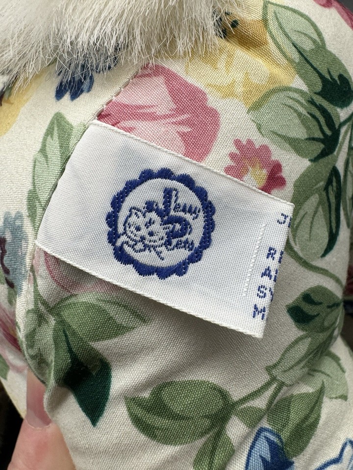 Jerry Elsner Velvet Touch Collection Bunny Rabbit Plush White & Floral ...