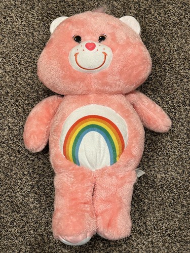 Care Bears Cheer Bear 2019 Rainbow Bright Pink Large 22” Jumbo Stuffed ...